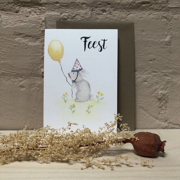 Wenskaart studio mus - feest konijn – Lemon Fish